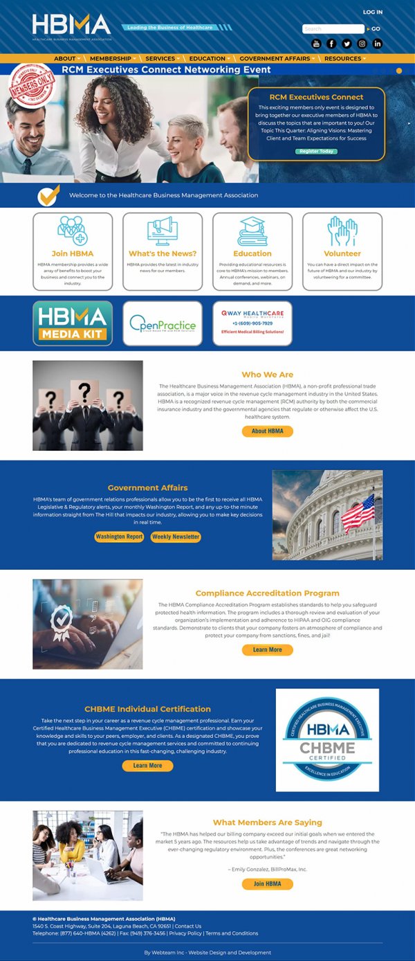 Healthcare Business Management Association - Webteam, Inc